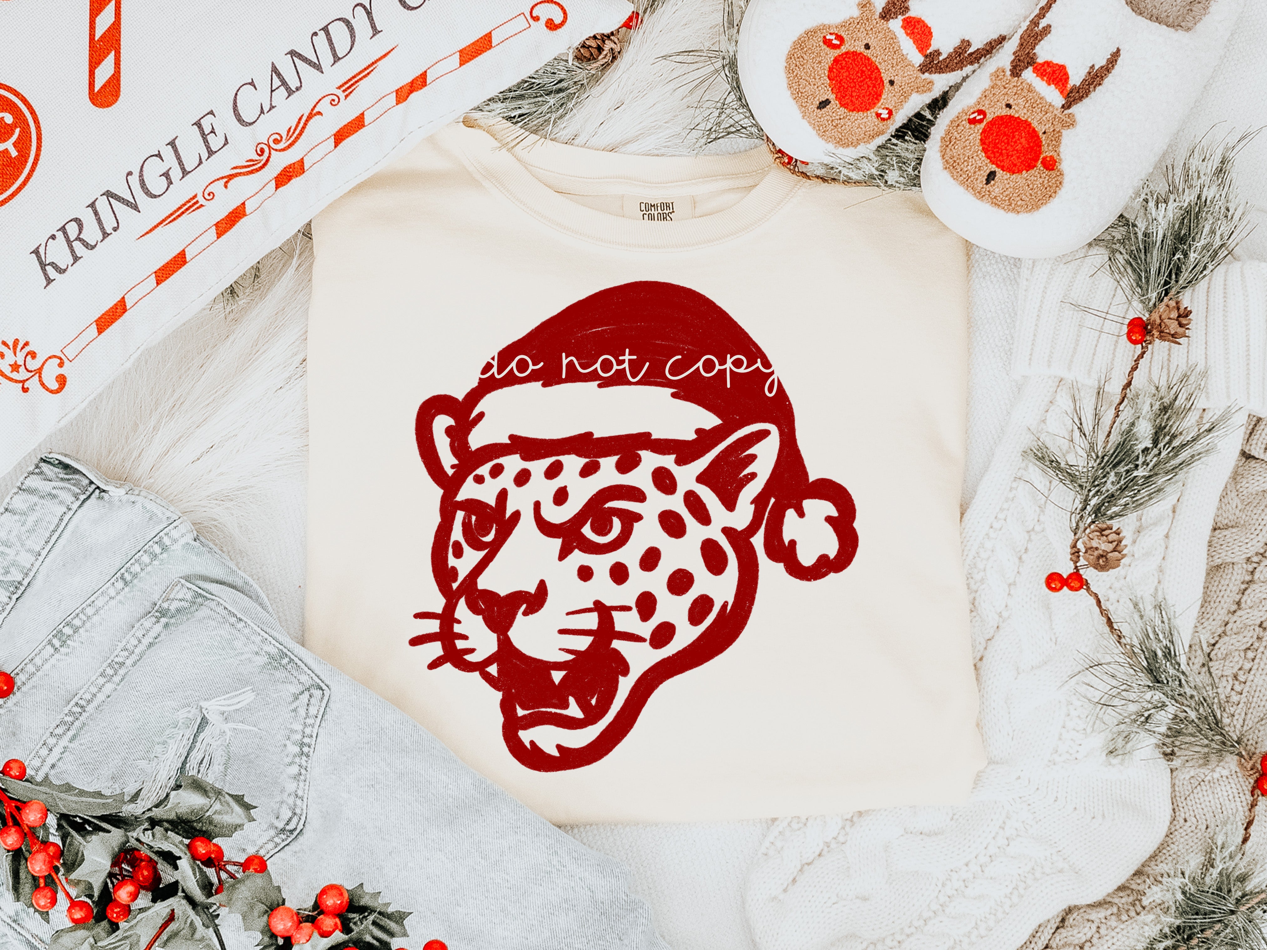 CHRISTMAS MASCOT DOODLES RED LEOPARD - Lovie T Designs