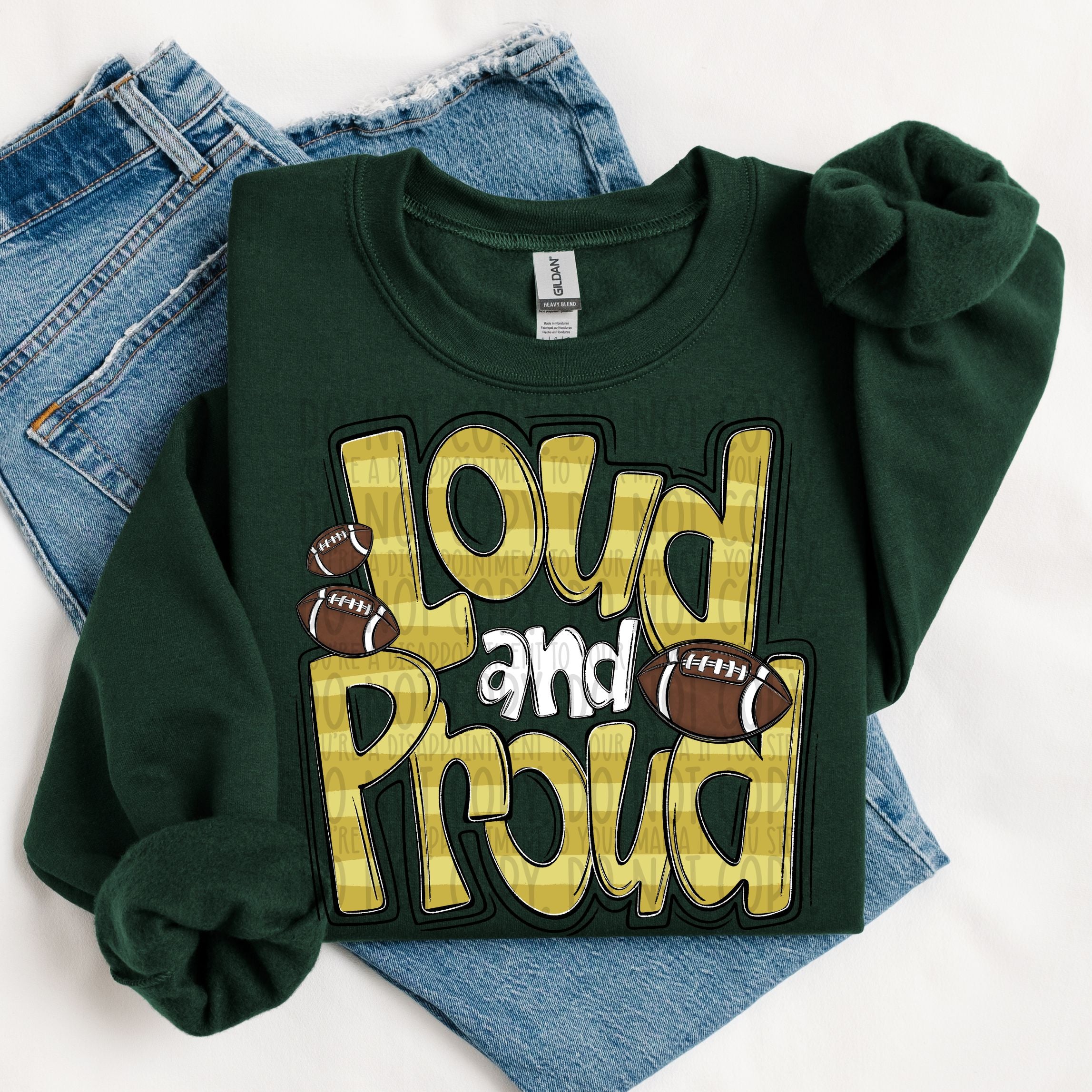 LOUD AND PROUD DOODLE FOOTBALL VEGAS GOLD - Lovie T Designs