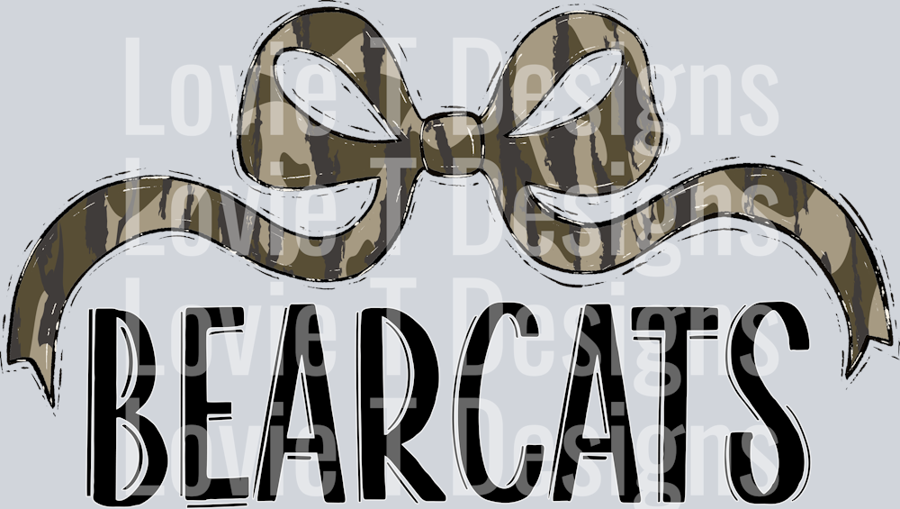 BOTTOMLAND BEARCATS WIDE BOW BLACK FONT - Lovie T Designs