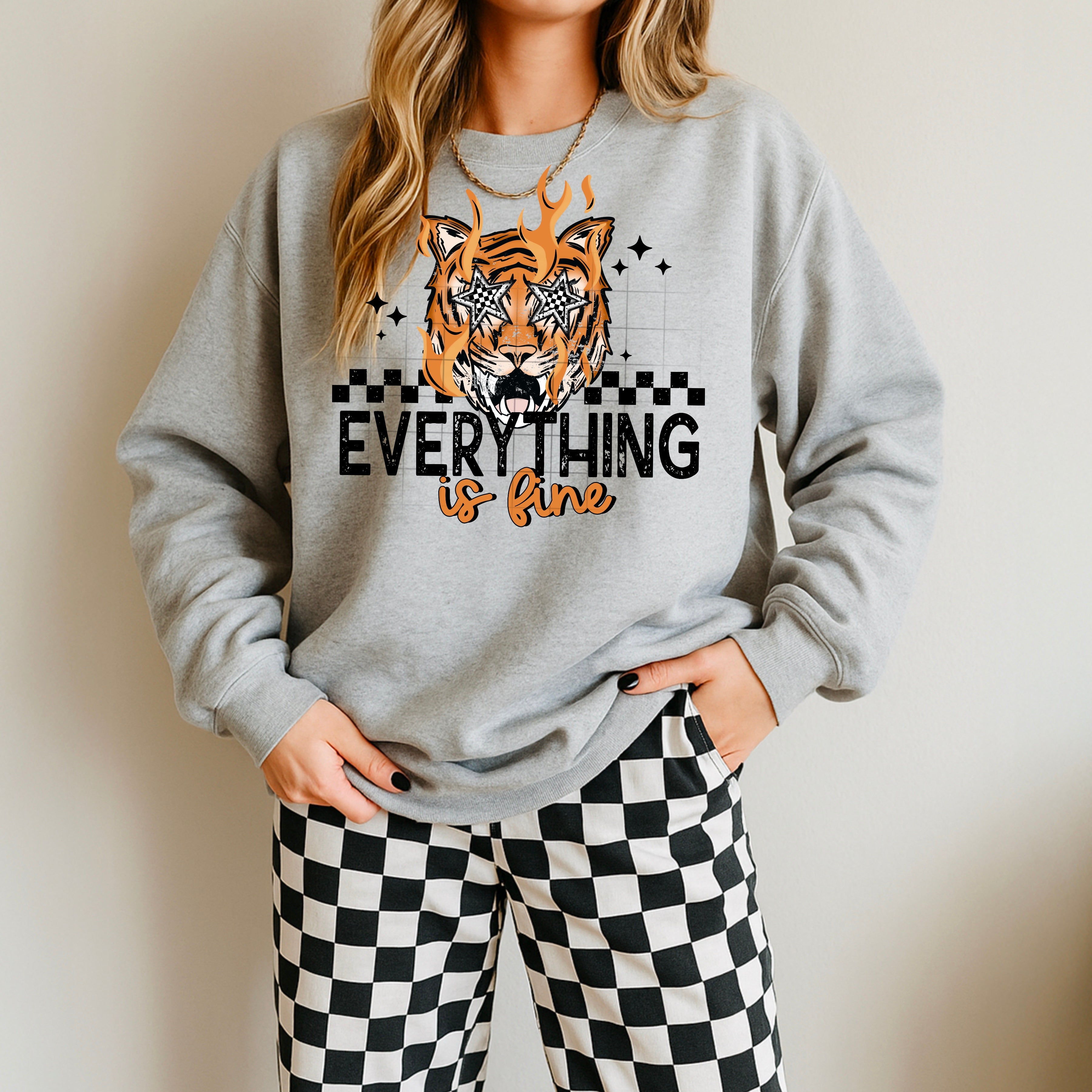 EVERYTHING IS FINE TIGER BLACK WORDS - Lovie T Designs