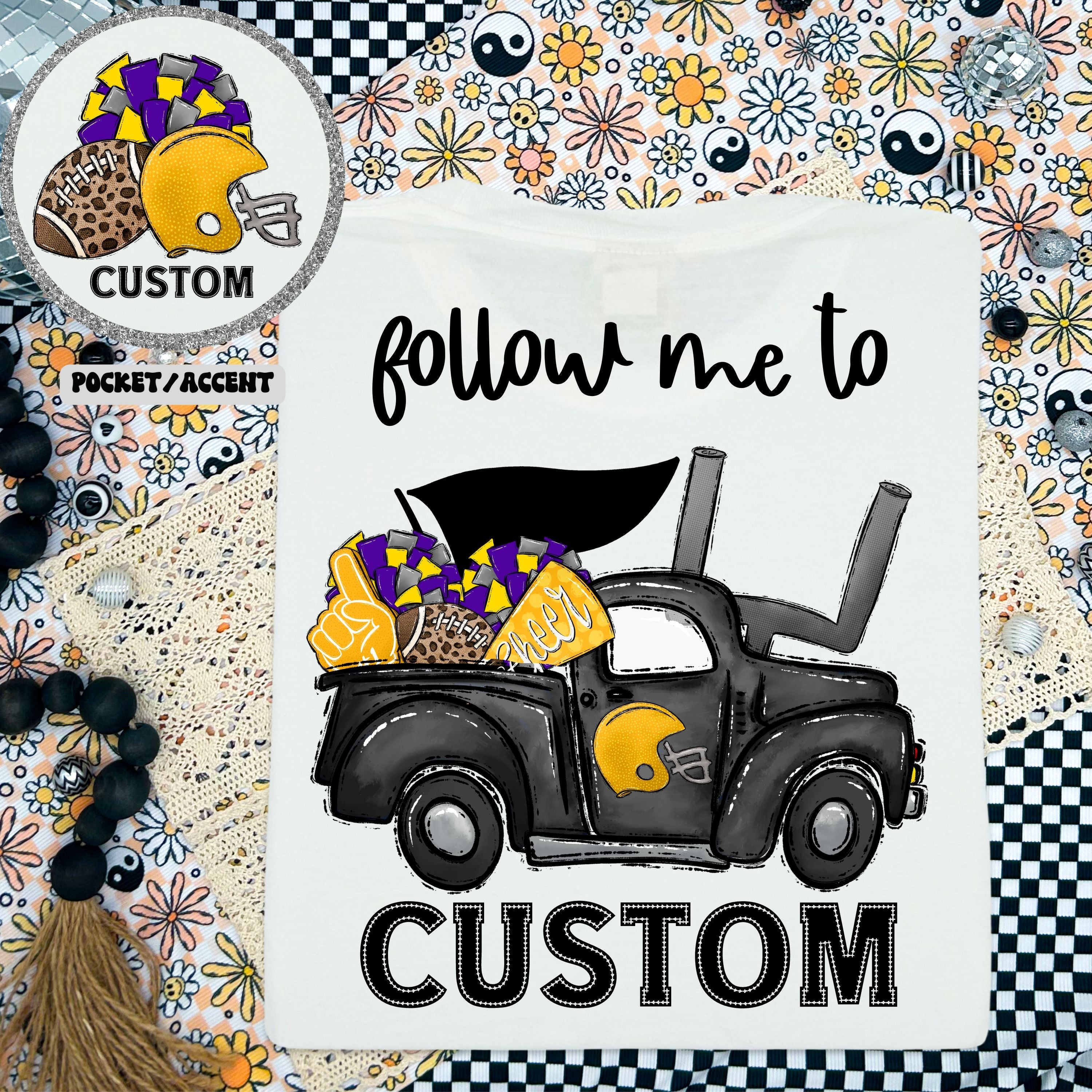 HOCO TRUCK PURPLE AND YELLOW GOLD FRONT + BACK - Lovie T Designs