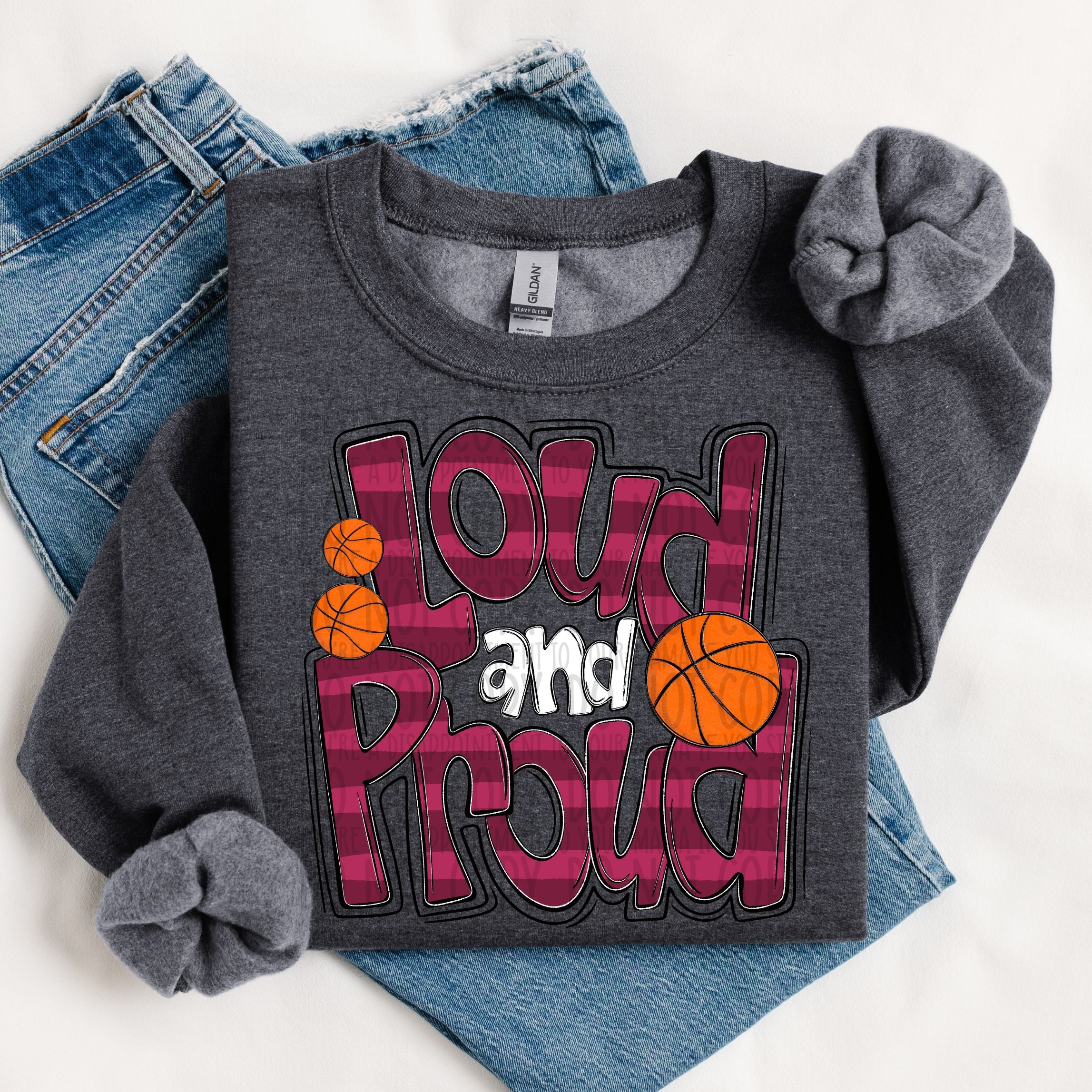 LOUD AND PROUD DOODLE BASKETBALL MAROON - Lovie T Designs