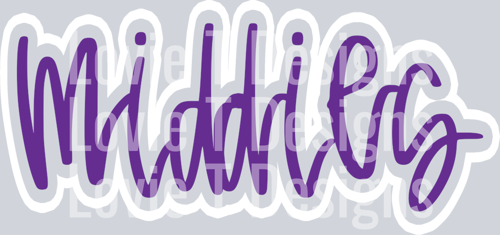 MIDDIES OUTLINE CUSTOM PURPLE AND WHITE - Lovie T Designs