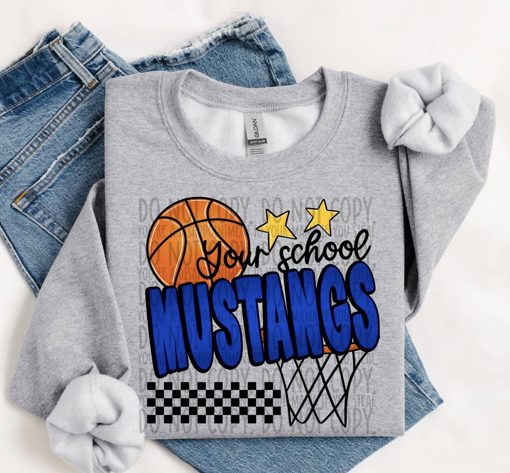 SCHOOL + MASCOT BASKETBALL WITH STARS - Lovie T Designs