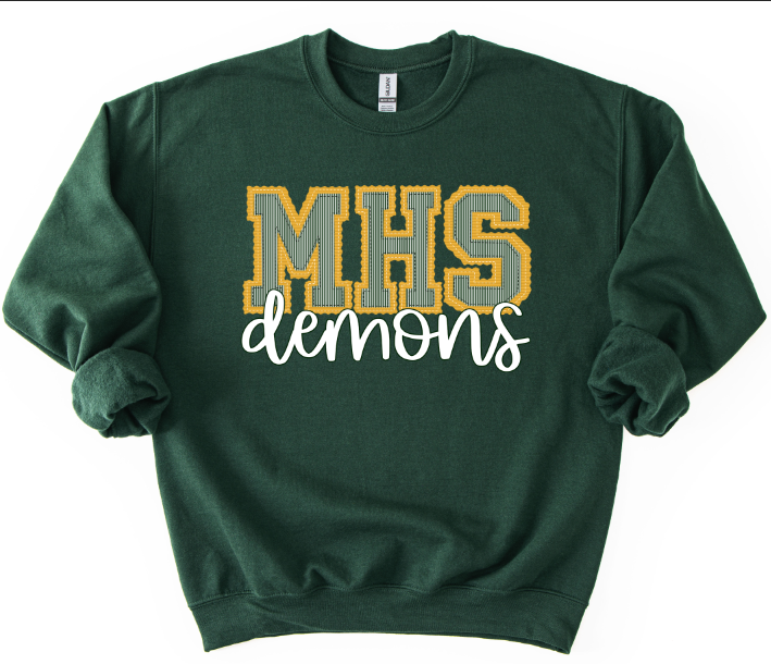 MHS DEMONS YELLOW GOLD BASE AND DARK GREEN TOP PREPSTER - Lovie T Designs