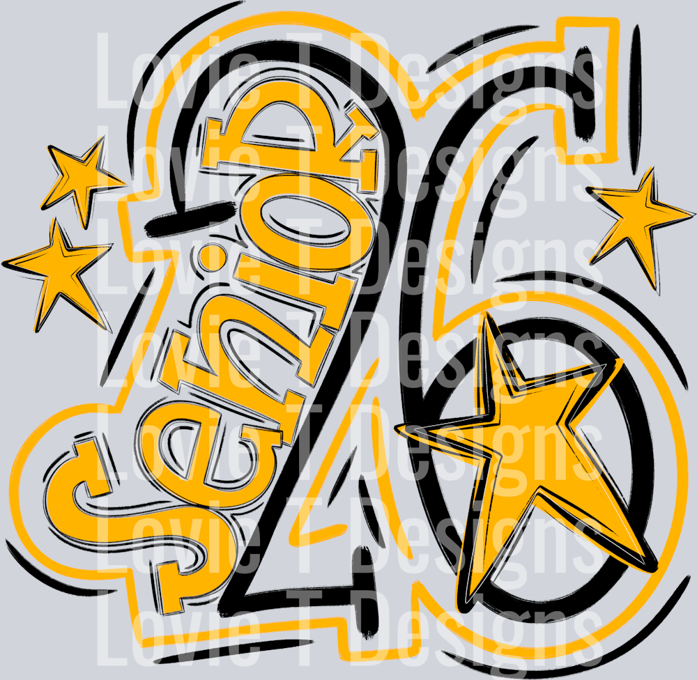 Senior 2026 Black Ath Gold - Lovie T Designs