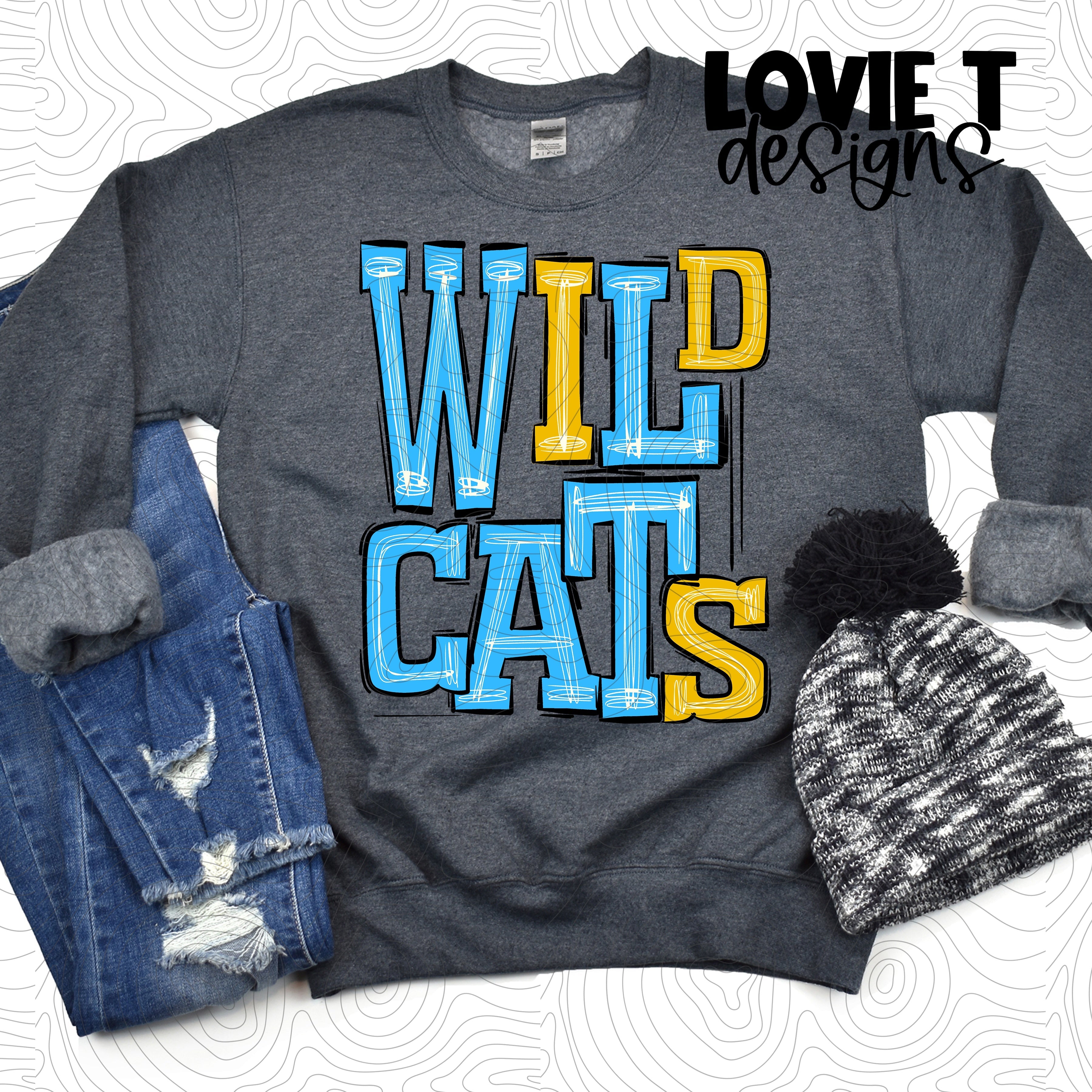 Wildcats Baby Blue Yellow – Lovie T Designs
